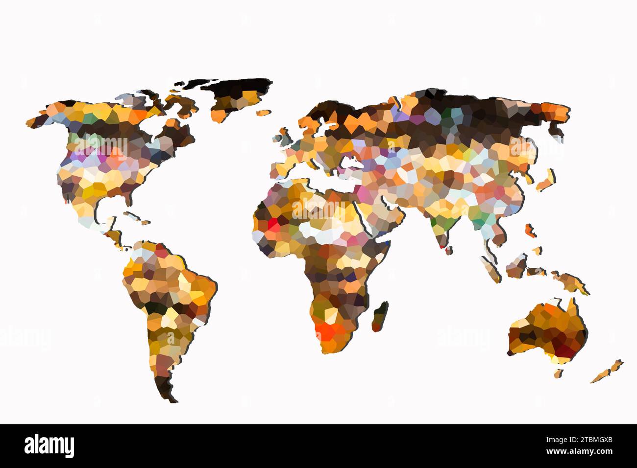 Roughly outlined world map with a colorful background patterns Stock ...