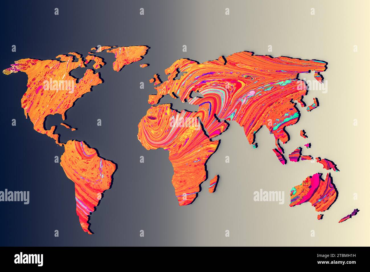 Roughly outlined world map with a colorful background patterns Stock ...