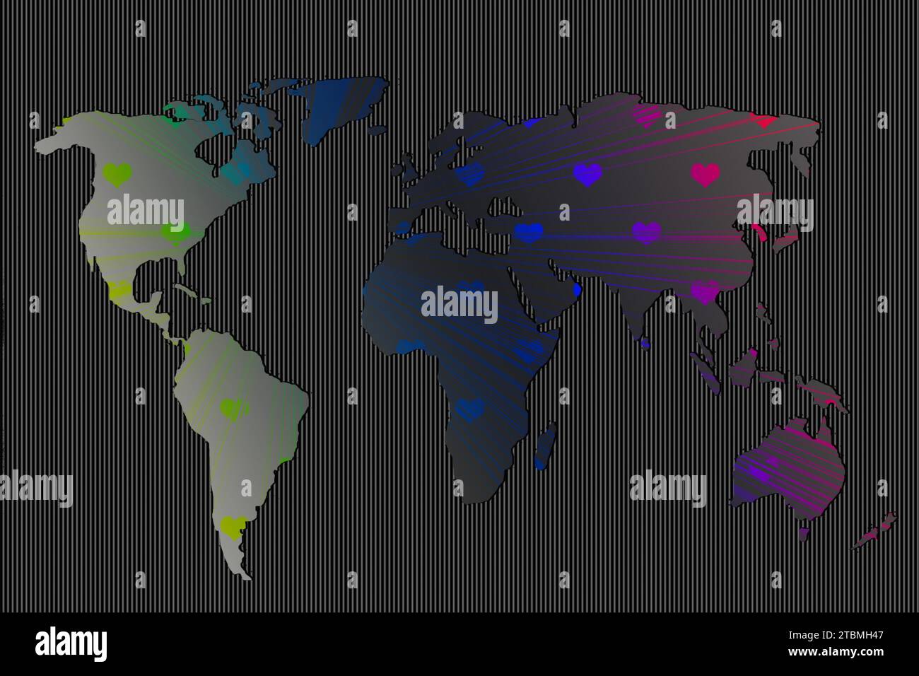 World map design with heart pattern. Earth with continents. Map of ...