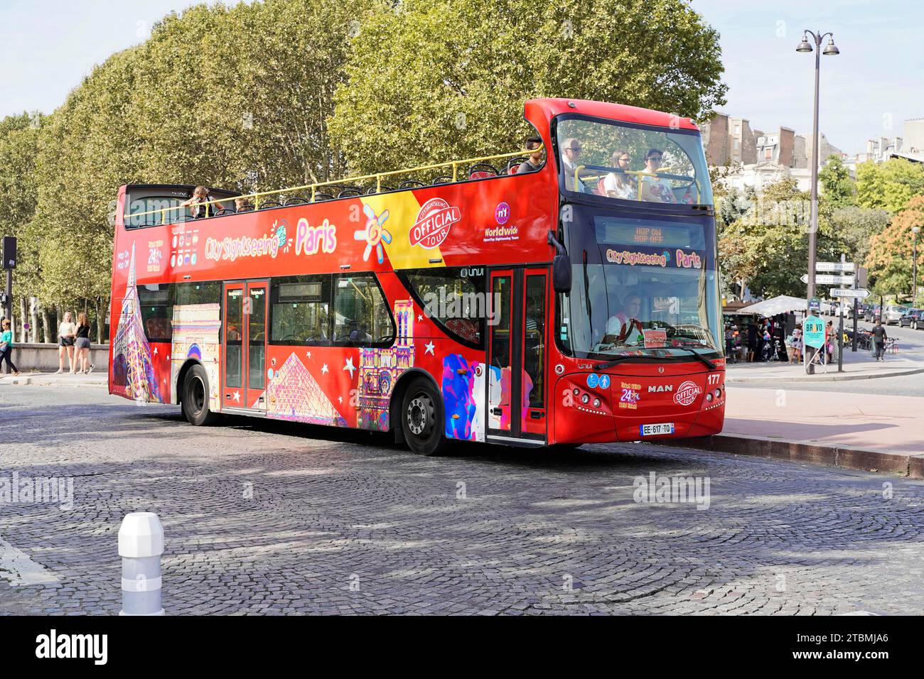 Sightseeing tour by open-top bus, Paris, France Stock Photo - Alamy