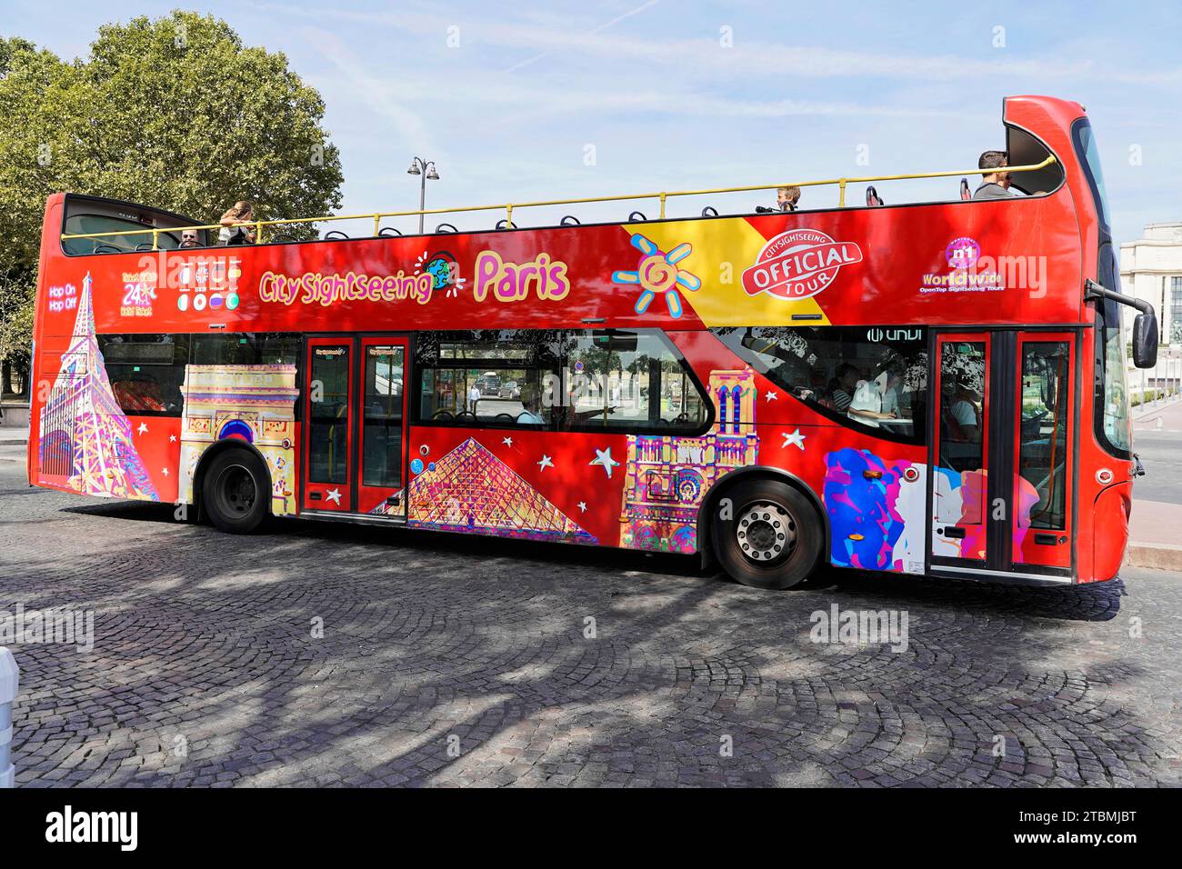 Sightseeing tour by open-top bus, Paris, France Stock Photo - Alamy