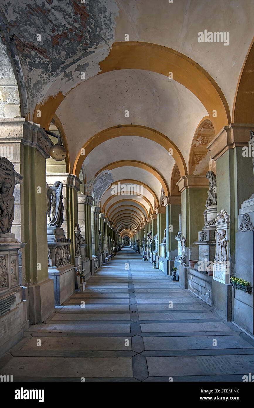 Arcade with tombs at the Monumental Cemetery, Cimitero monumentale di ...