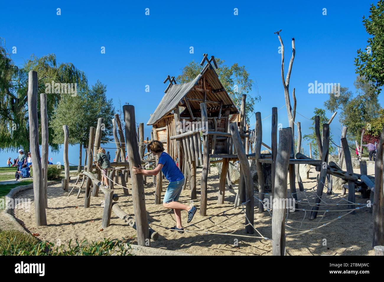 Children's playground, Unteruhldingen, Baden-Wuerttemberg, Germany ...