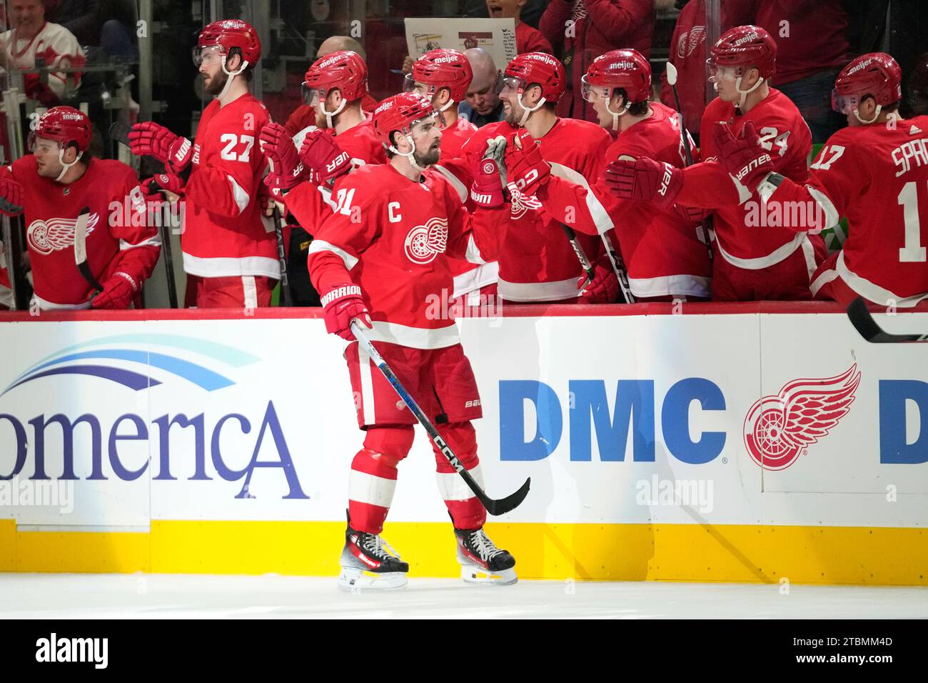 Detroit Red Wings center Dylan Larkin (71) celebrates his goal against ...