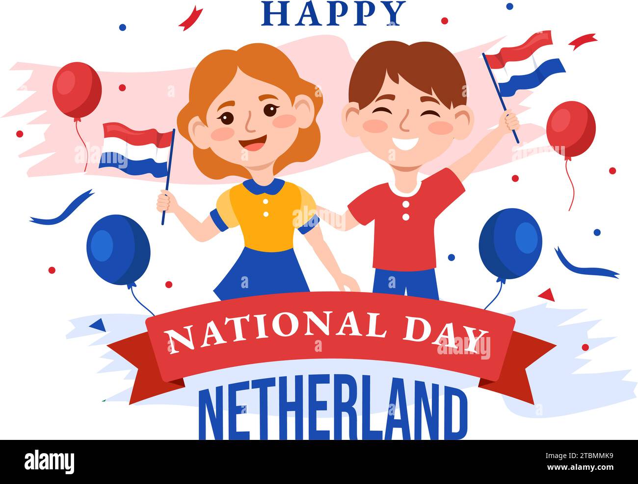 Happy Netherland National Day Vector Illustration with Kids ...