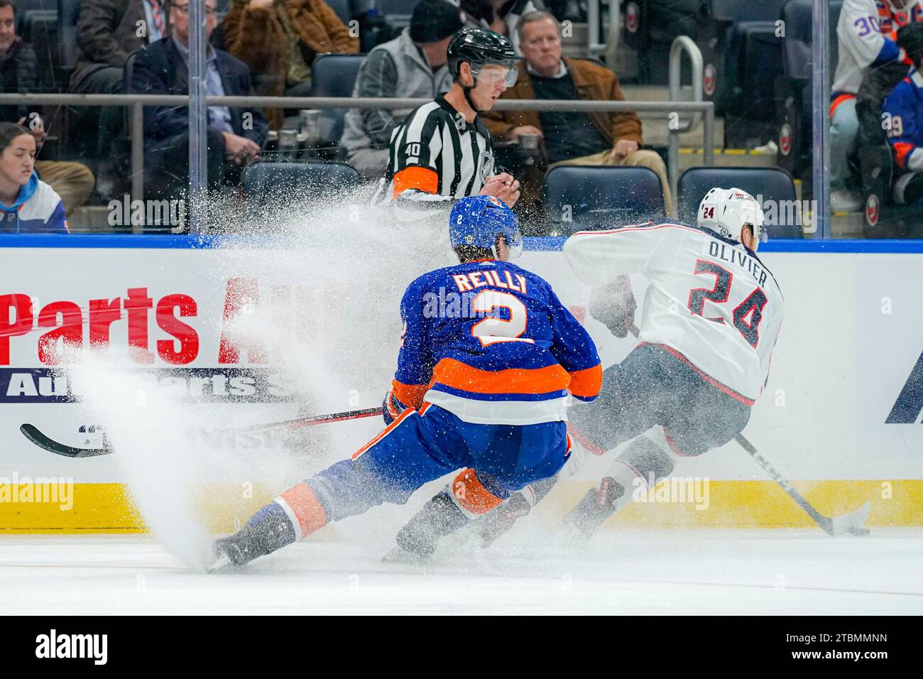 Columbus Blue Jackets right wing Mathieu Olivier (24) is defended by ...