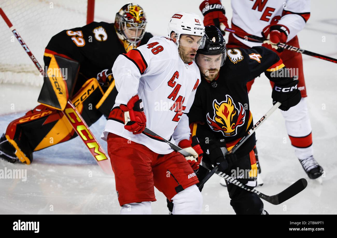 Carolina Hurricanes forward Jordan Martinook (48) and Calgary Flames ...