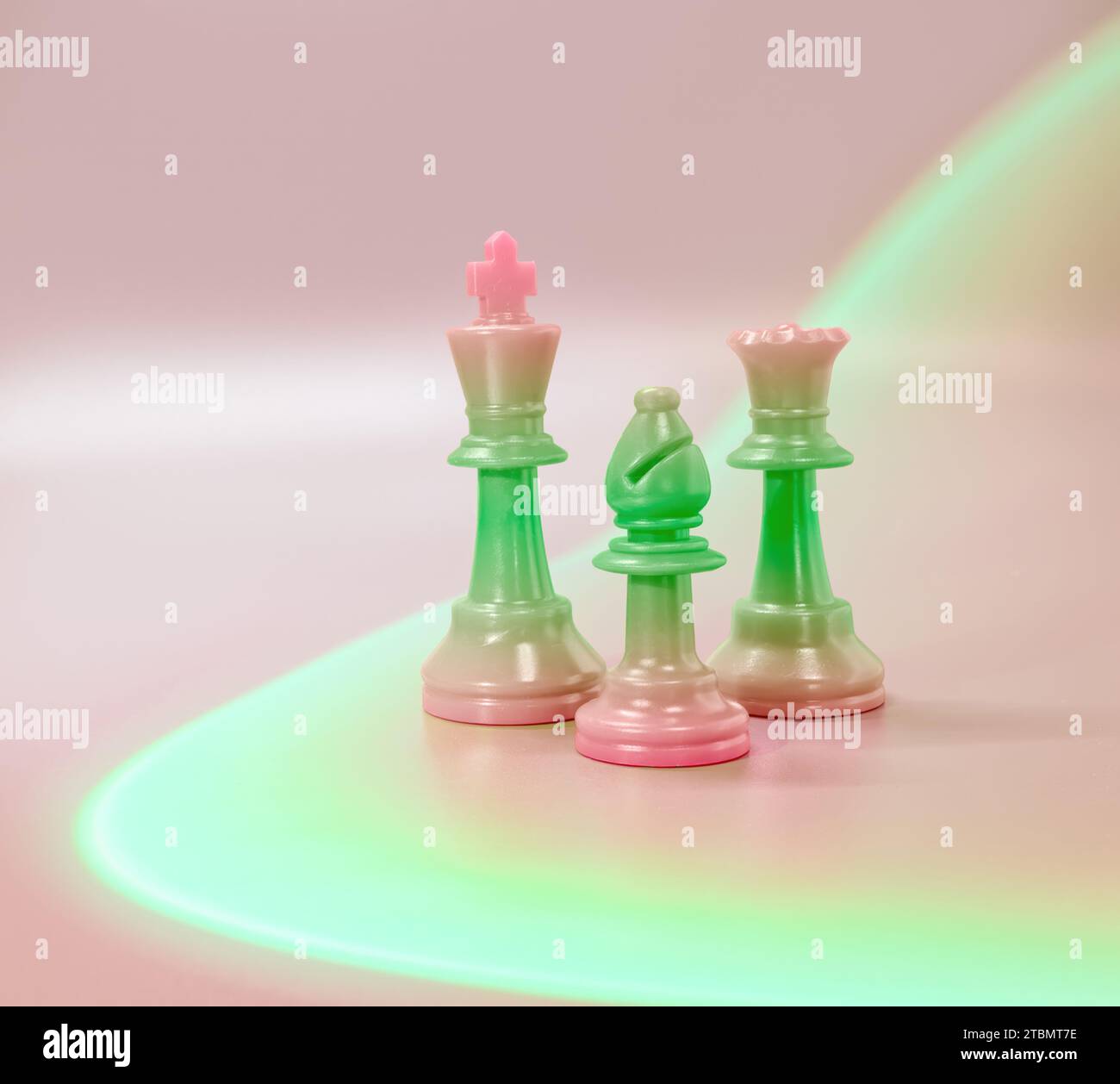 Three Chess Game Pieces - King Bishop and Queen on a Pastel Dreamy Aura ...