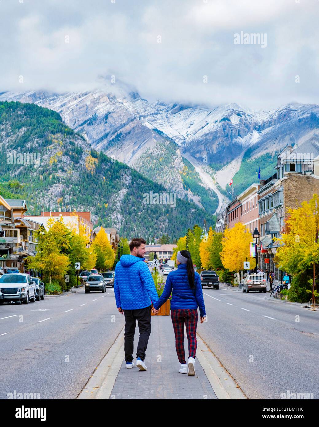 Banff village in Banff National Park Canada Canadian Rockies during the ...