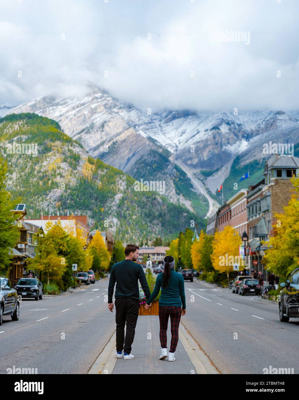 Banff village in Banff National Park Canada Canadian Rockies during the ...