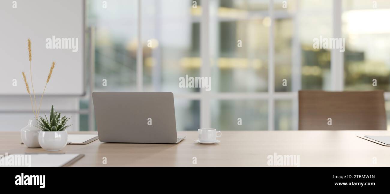 Close-up back view image of a laptop computer and accessories on a ...