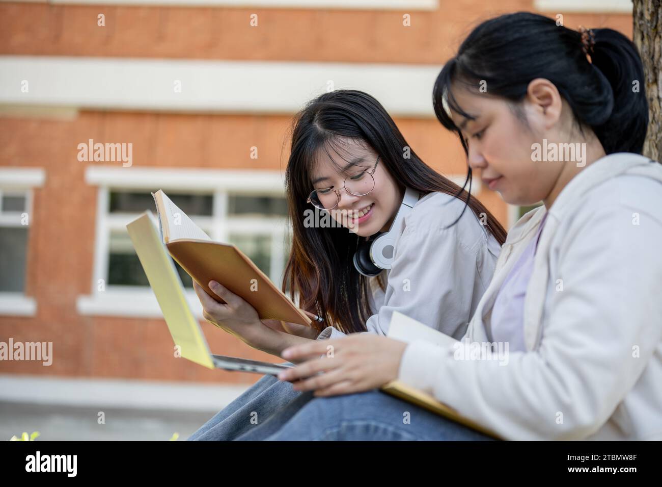 Students studying under tree hi-res stock photography and images - Alamy