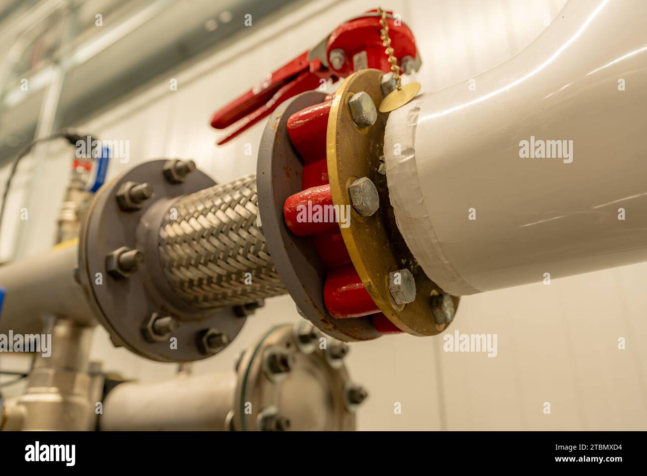 The interior of a mechanical room and a domestic potable water system ...