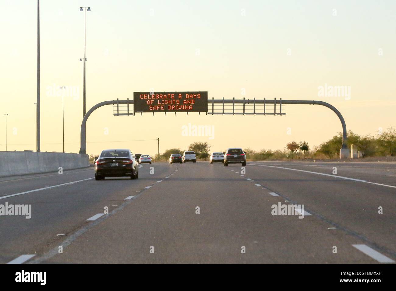 The Red Mountain 202 freeway has a Hanukkah message as seen from Tempe ...