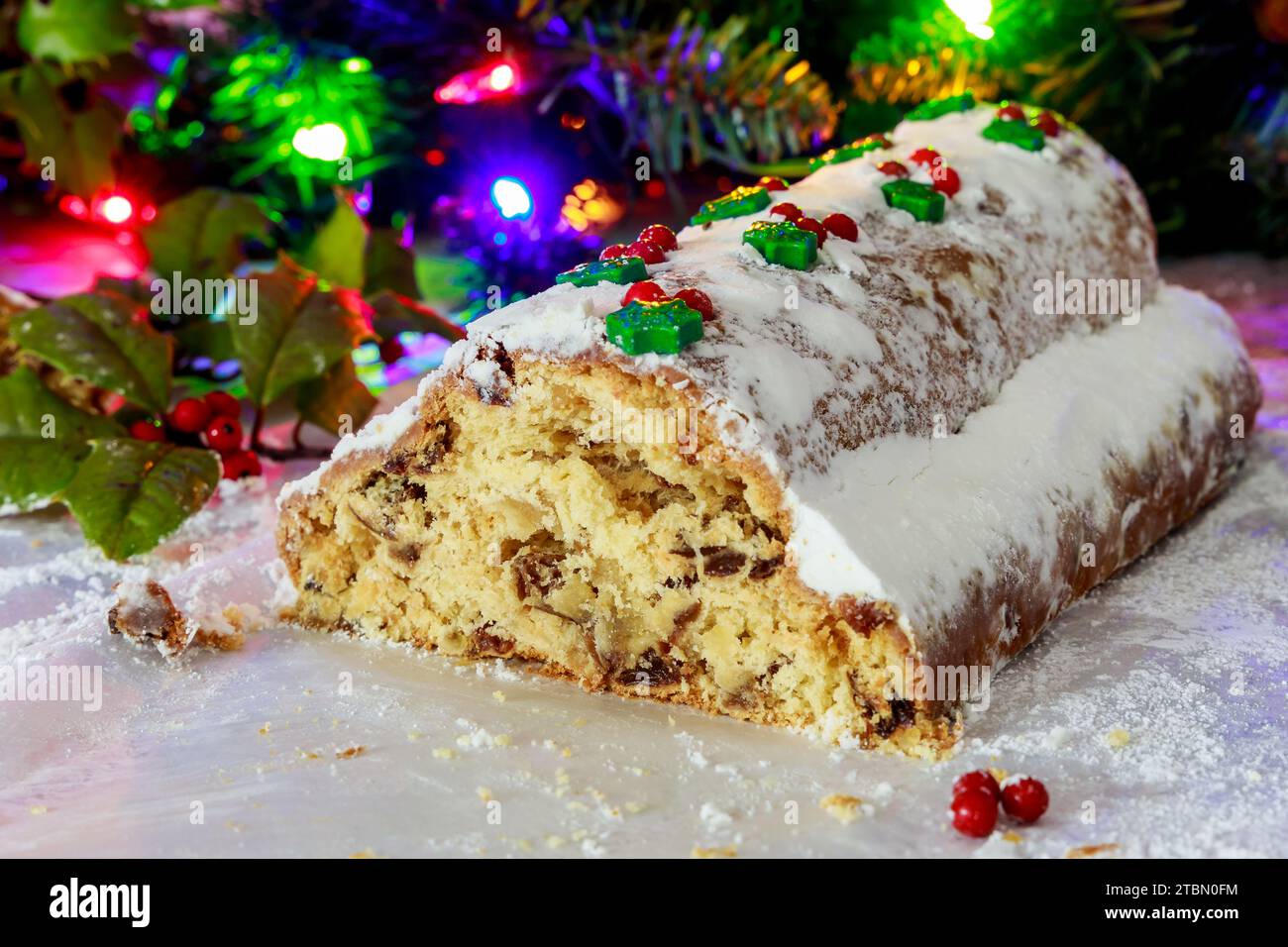 Stollen is traditional German Christmas cake made with marzipan Stock ...