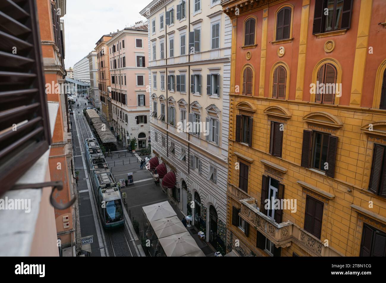 Rome, Italy : 2023 November 13 : Panorama of a street near the Roma ...