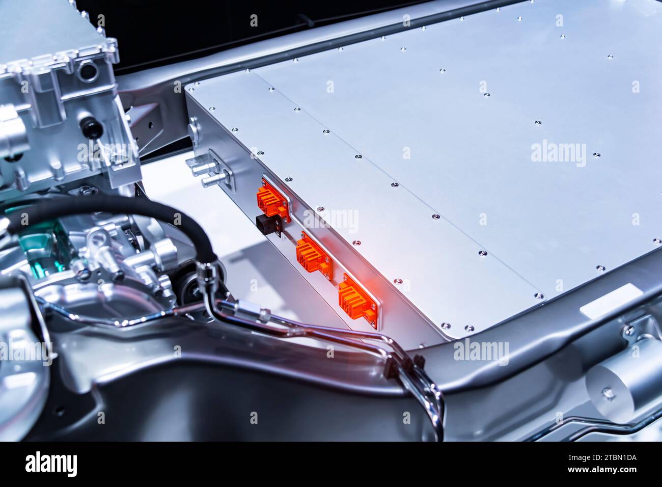 Electric car lithium battery pack and power connections Stock Photo - Alamy