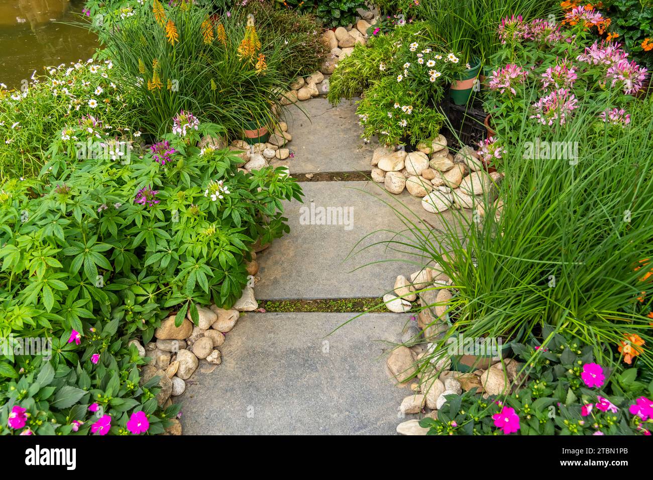 rock path leading through a garden Stock Photo - Alamy