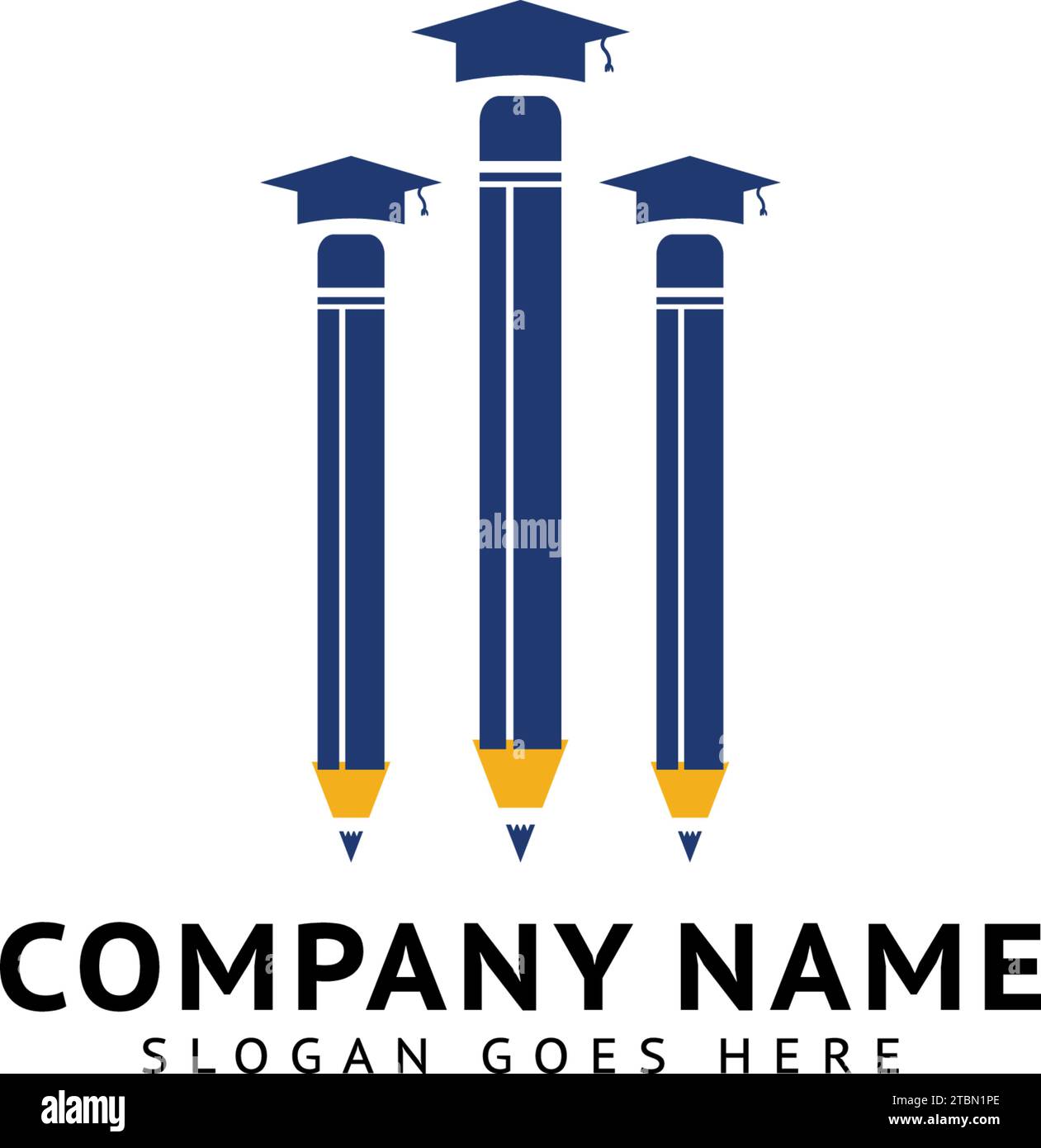 Education Logo Design with Pencil Icon and Graduation Hat Stock Vector ...