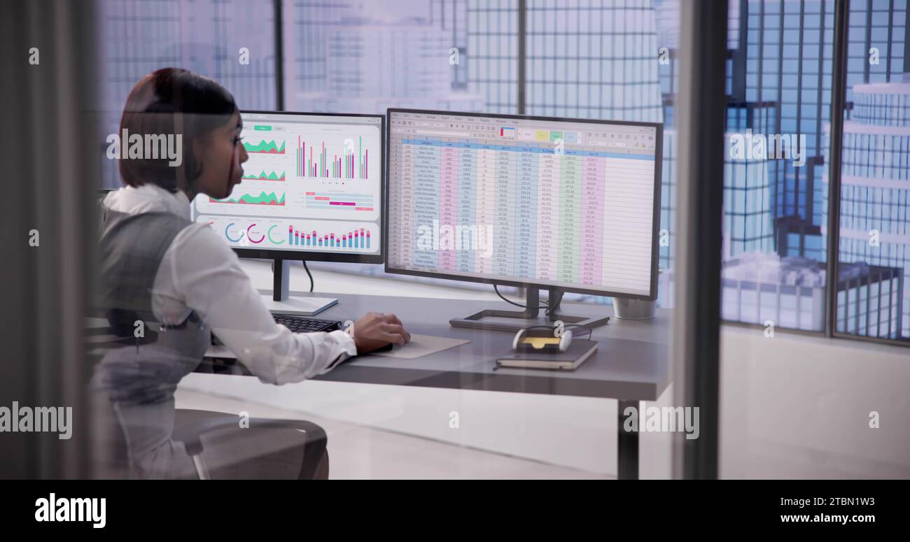 Business Analyst Working with Data on Stock Spreadsheet and Dashboard ...