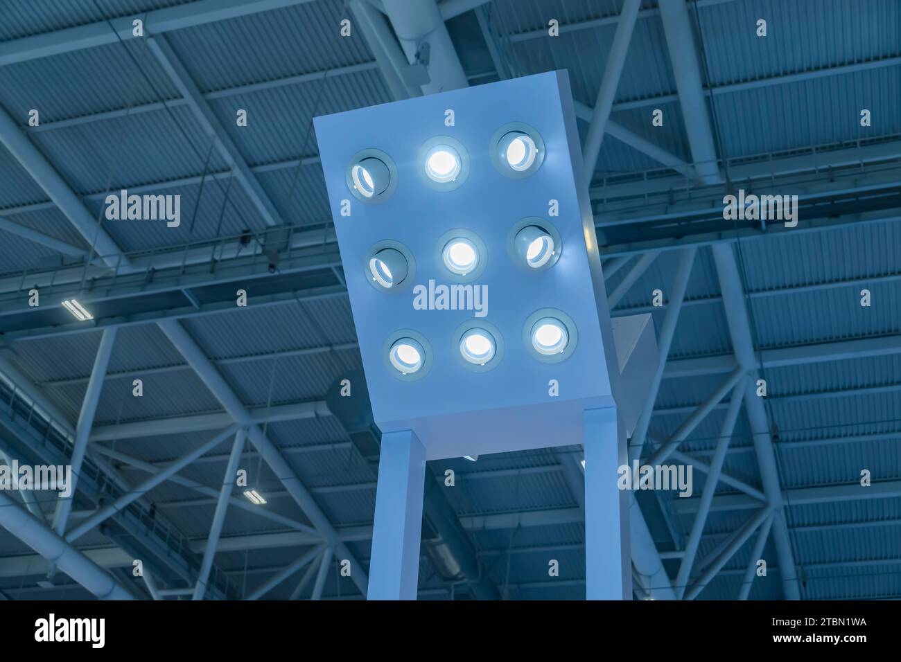 led ceiling light and metal structure indoor Stock Photo - Alamy