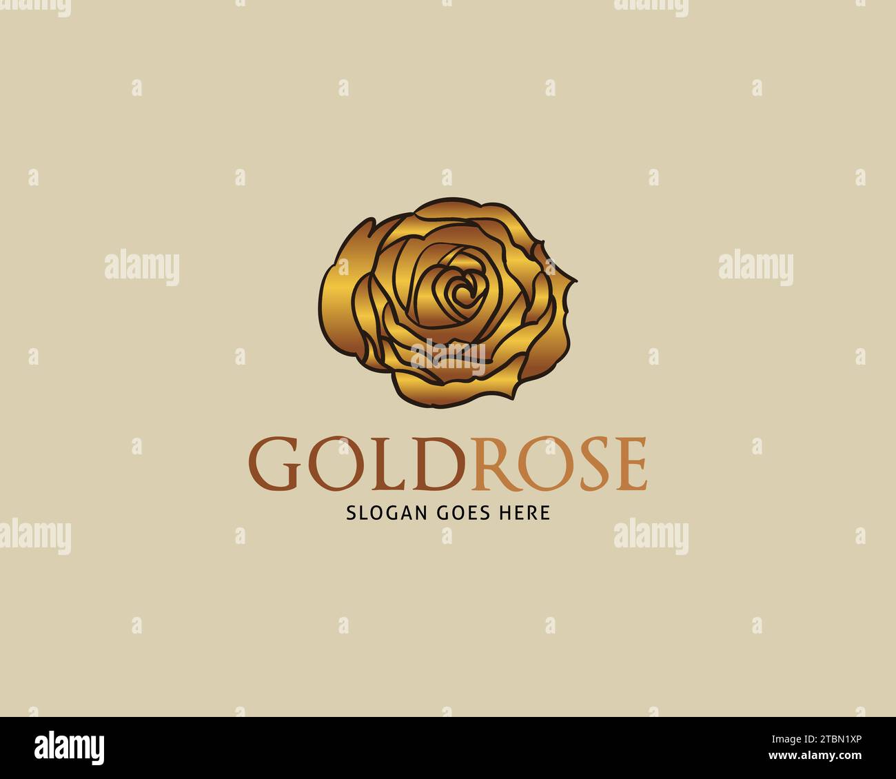Golden Rose Vector Logo Design Template Stock Vector Image & Art - Alamy