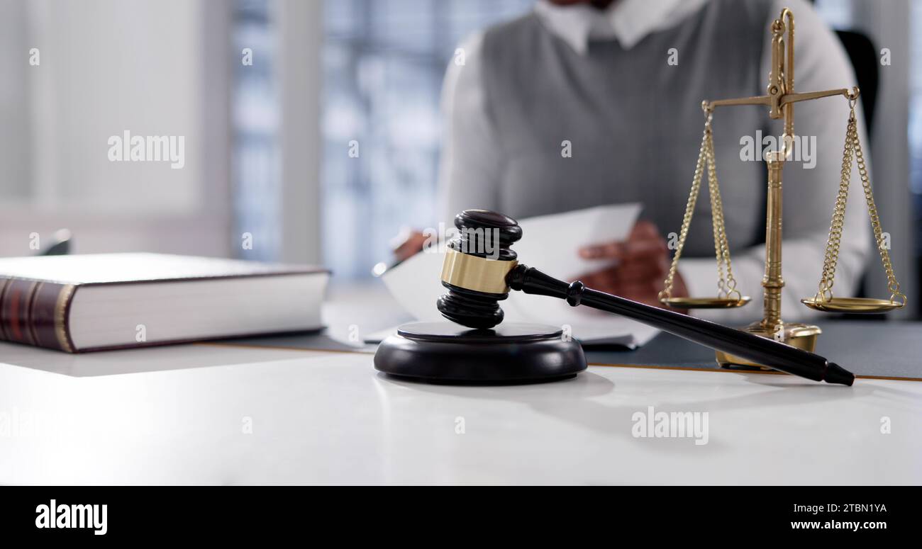 African Lawyer Advocating Justice with Litigation Banner Stock Photo ...