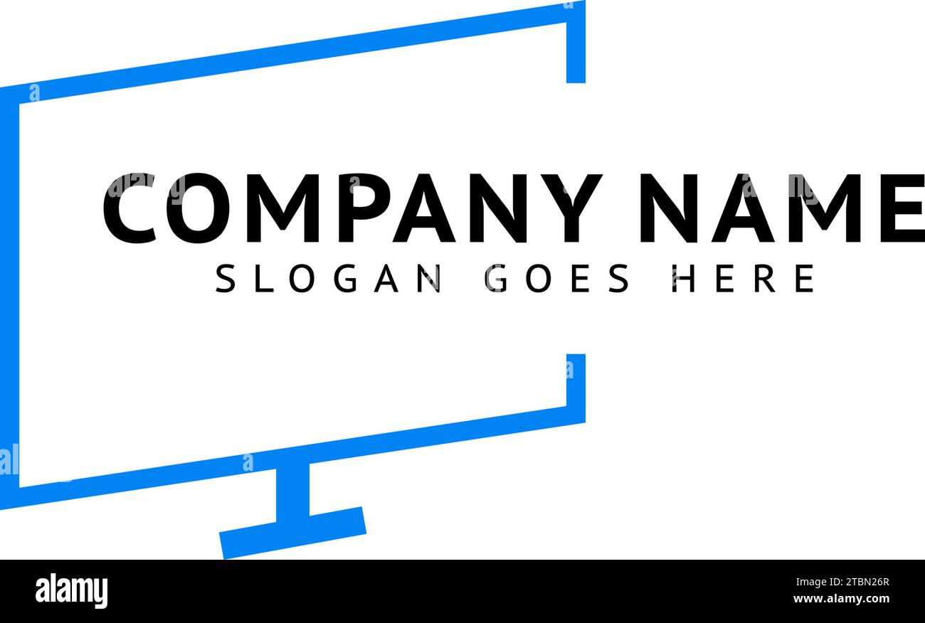 Computer Monitor Logo Design Template Vector Illustration Stock Vector ...