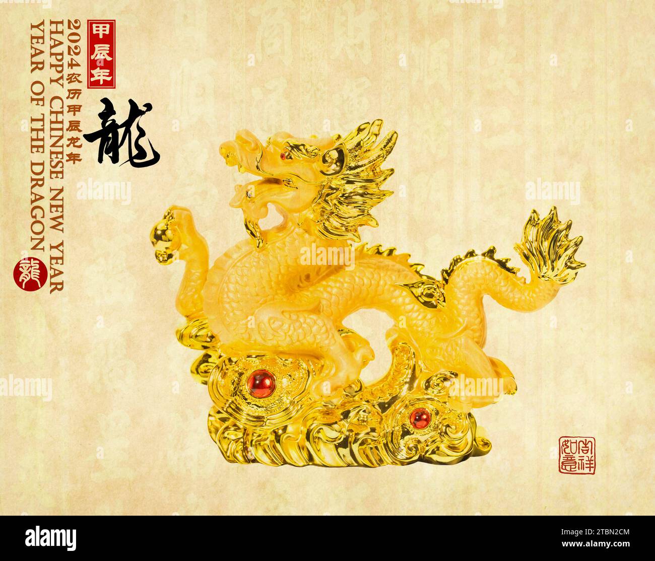 Tradition Chinese golden dragon,statue,2024 is year of the dragon ...