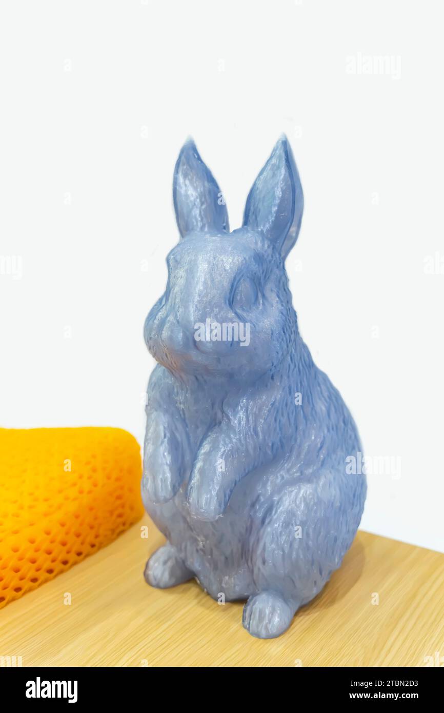 rabbit closeup object printed 3d printer close-up. Progressive modern ...