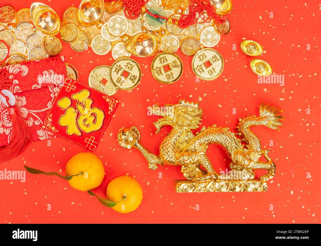 Tradition Chinese golden dragon statue,2024 is year of the dragon,word ...