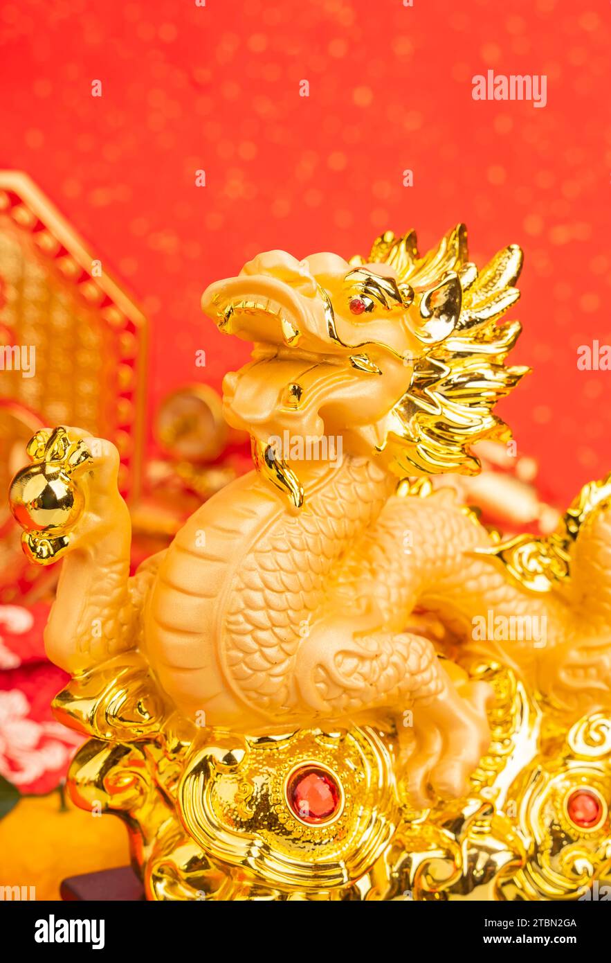 Tradition Chinese golden dragon statue,word on dragon mean good bless ...