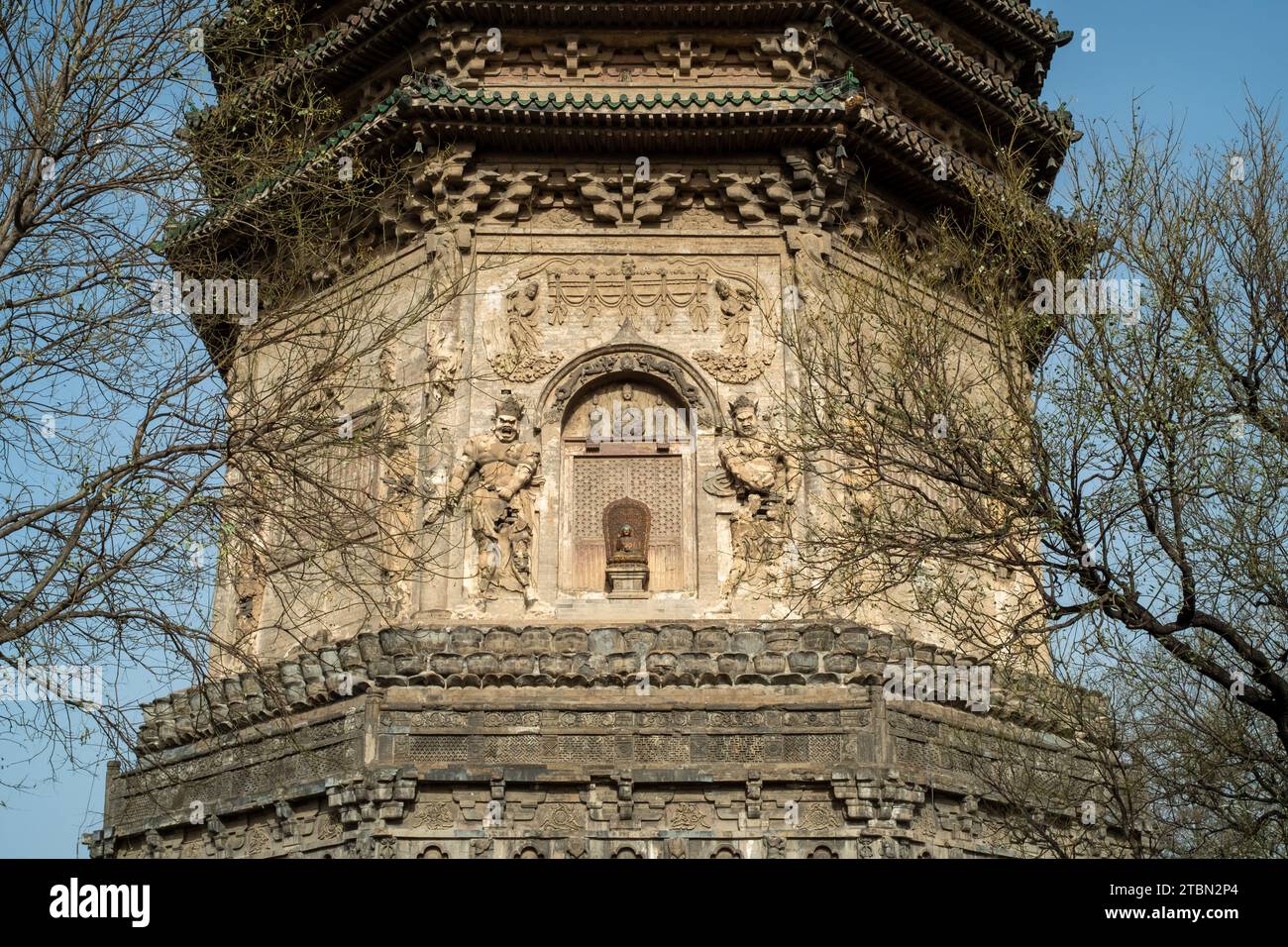 Brick and stone pagoda of the Tianning Temple in Beijing, China Stock ...