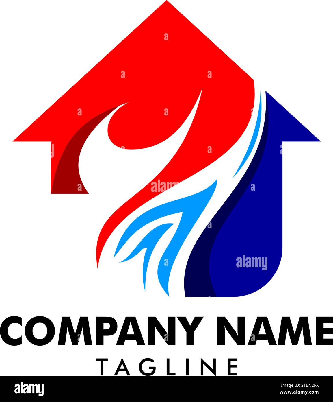 Heating and Air Conditioning House Logo Template Design Stock Vector ...