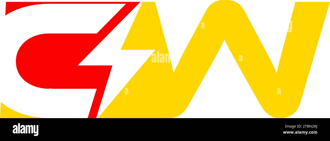 Letter CW logo with Lightning icon, letter combination Power Energy ...