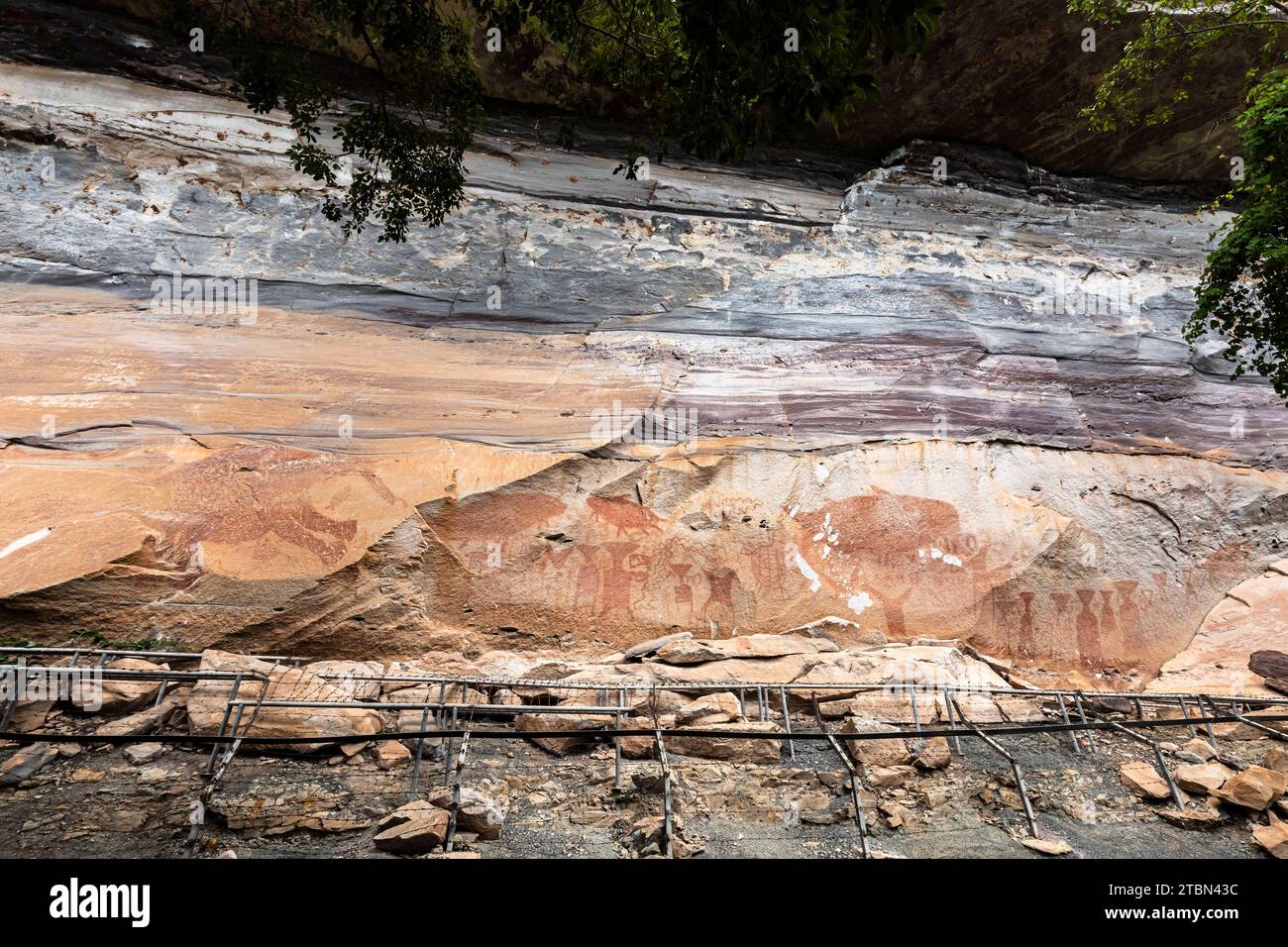 Pha Taem National Park, prehistoric rock paintings at cliff of the ...