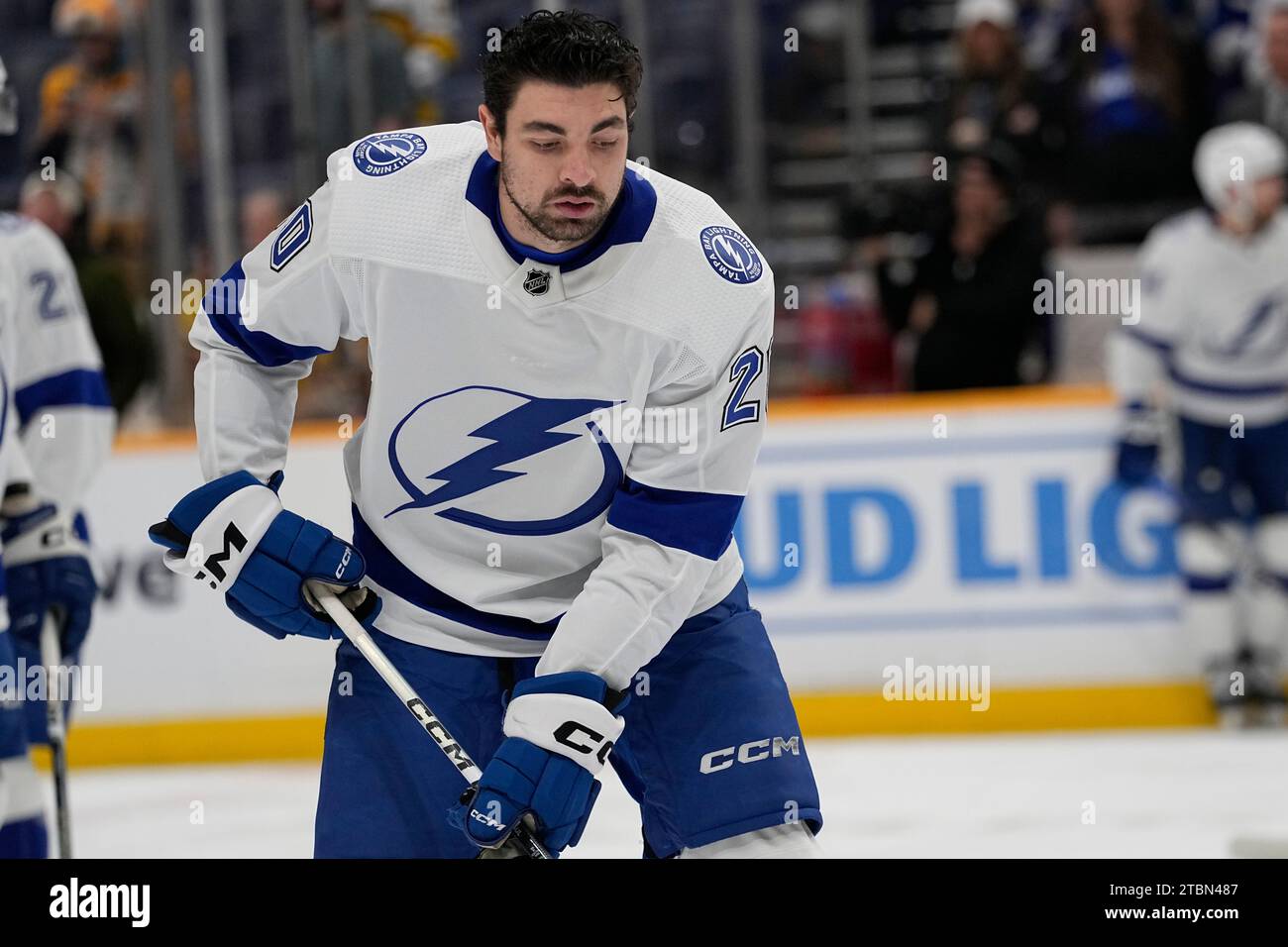 Tampa Bay Lightning left wing Nicholas Paul warms up for the team's NHL ...