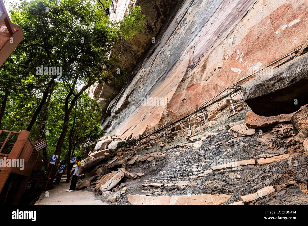 Pha Taem National Park, prehistoric rock paintings at cliff of the ...