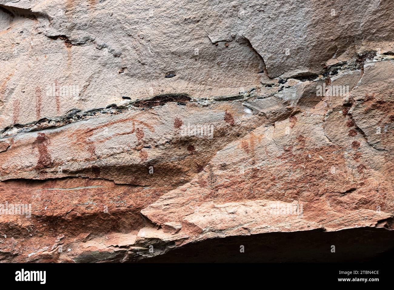 Pha Taem National Park, prehistoric rock paintings at cliff of the ...