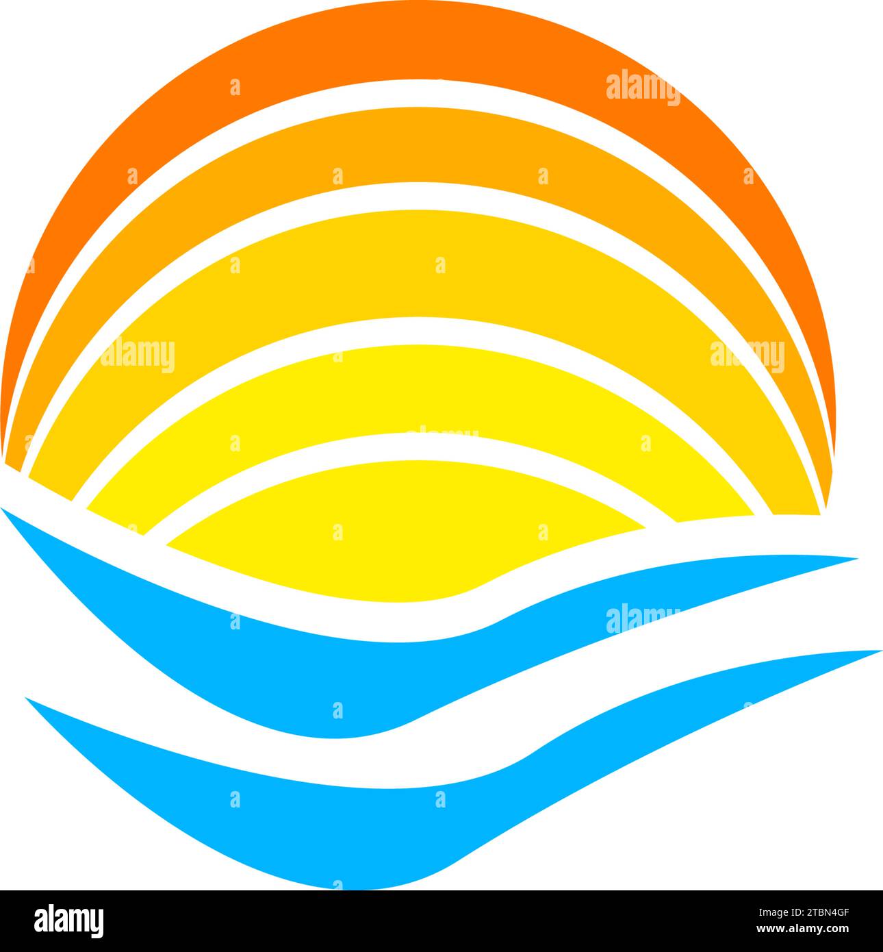 Vector Logo with yellow sun and blue sea waves, Vector logotype Stock ...