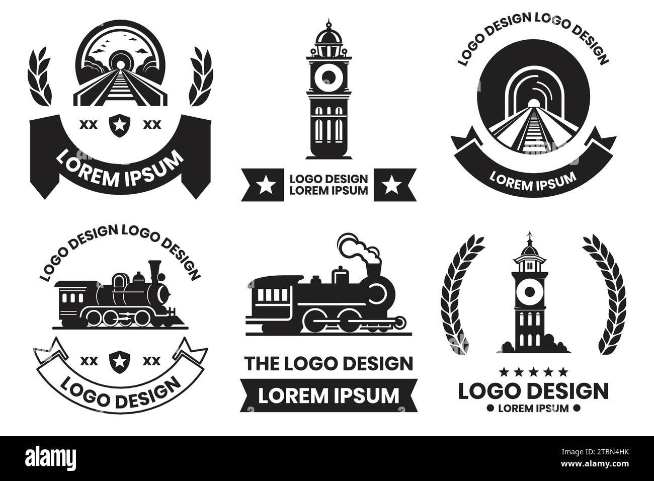 Train logo and train travel in vintage style isolated on background ...