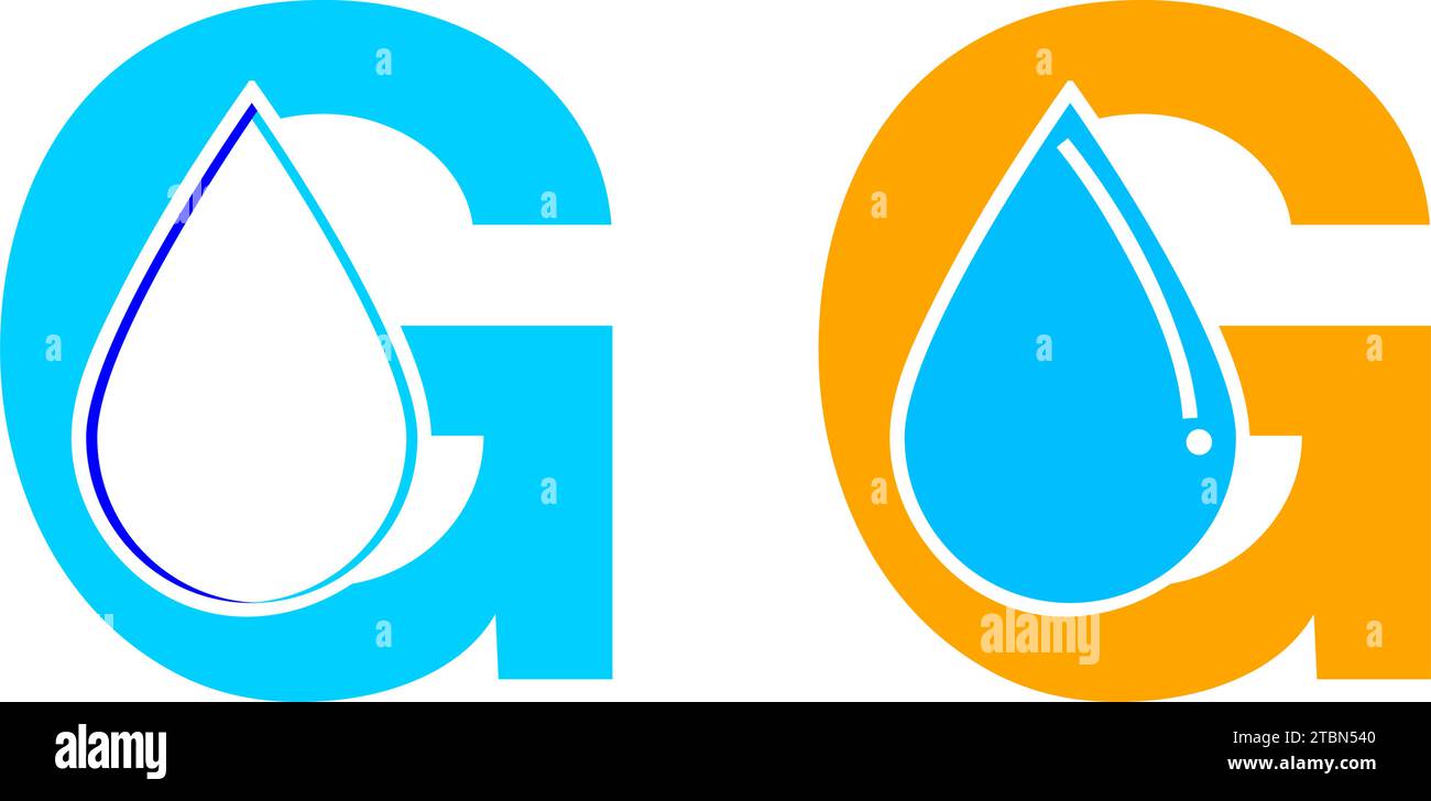 Set of Letter G water drop logo icon design template elements Stock ...