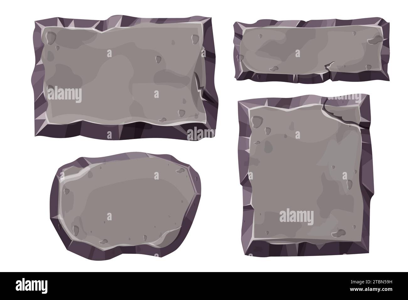 Set stone game menu panels, textured ui frames interface template in comic cartoon style ...