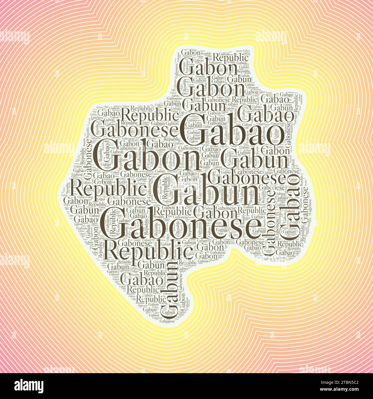 Gabon shape formed by country name in multiple languages. Gabon border ...