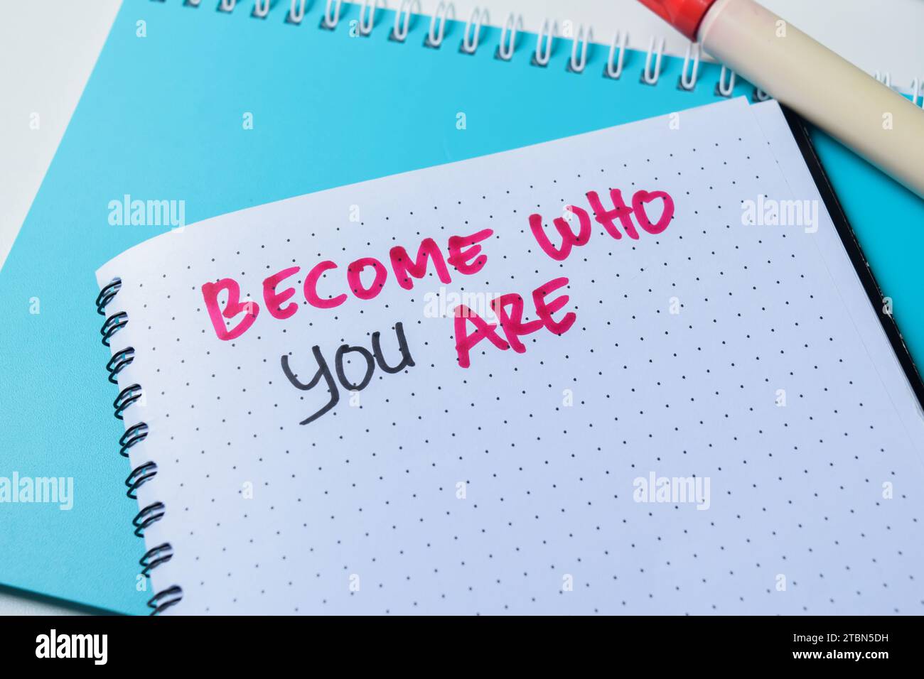 Concept of Become Who You Are write on book isolated on white ...