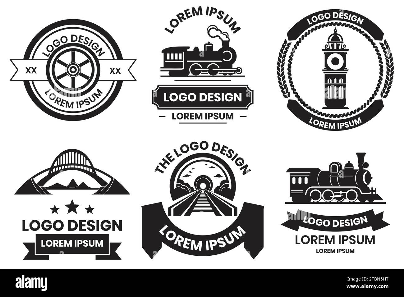 Train logo and train travel in vintage style isolated on background ...