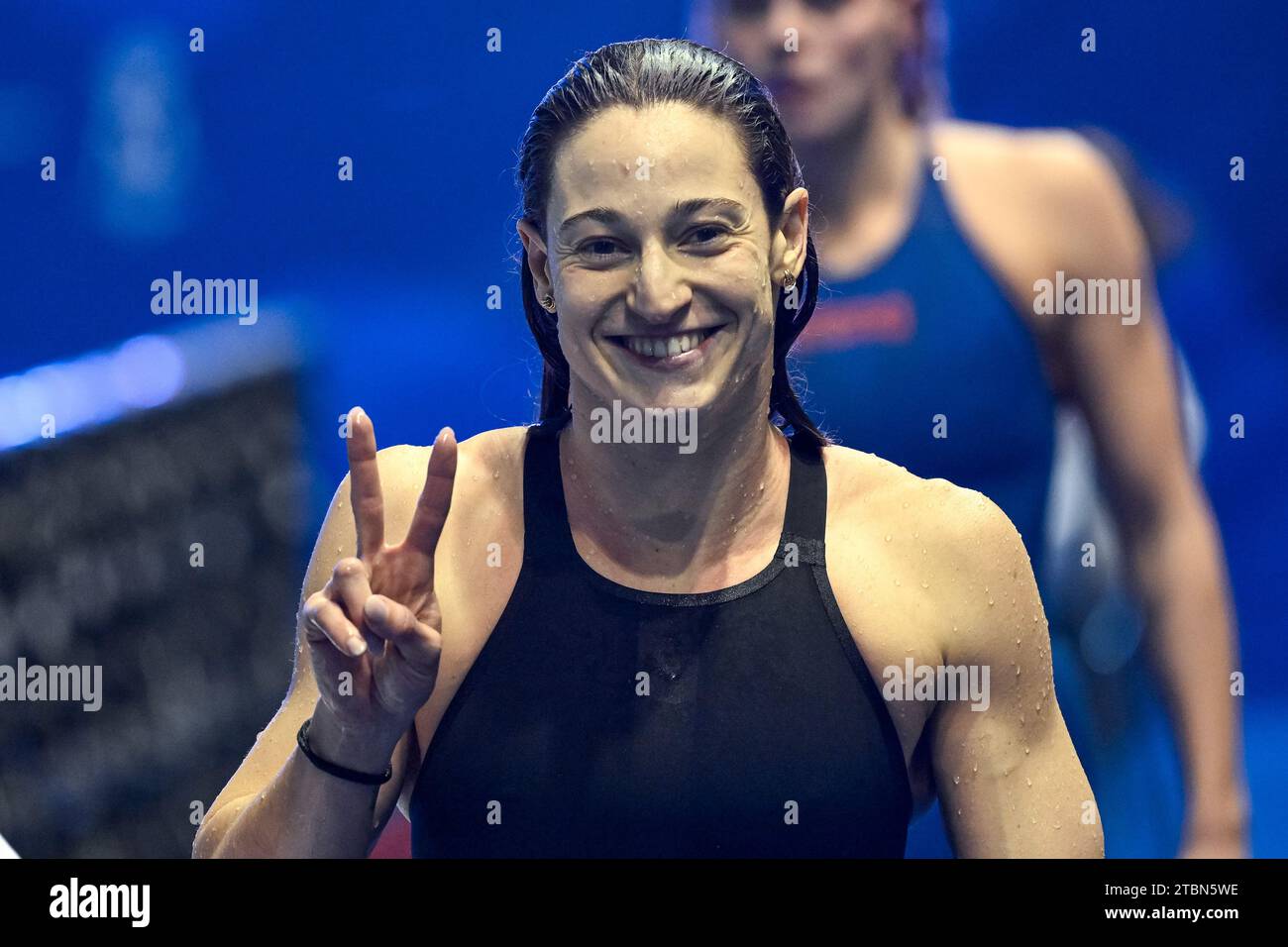Francesca Fangio of Italy reacts after competing in the 200m ...