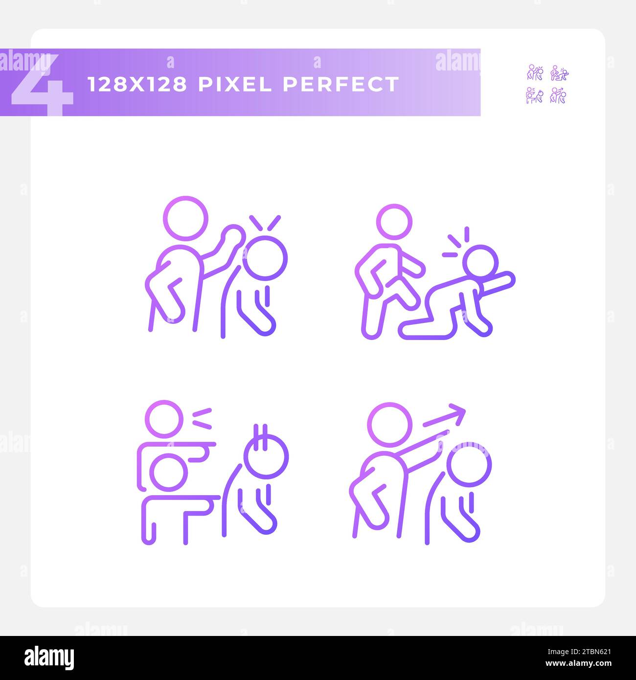 Set of purple pixel perfect gradient psychology icons Stock Vector ...