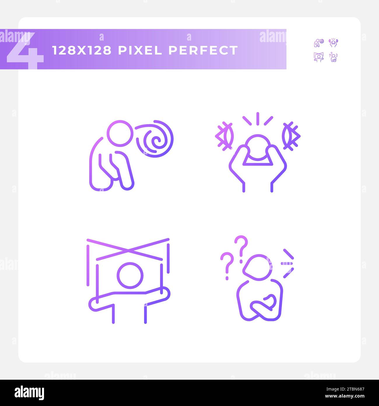 Purple gradient simple psychology icons collection Stock Vector Image ...