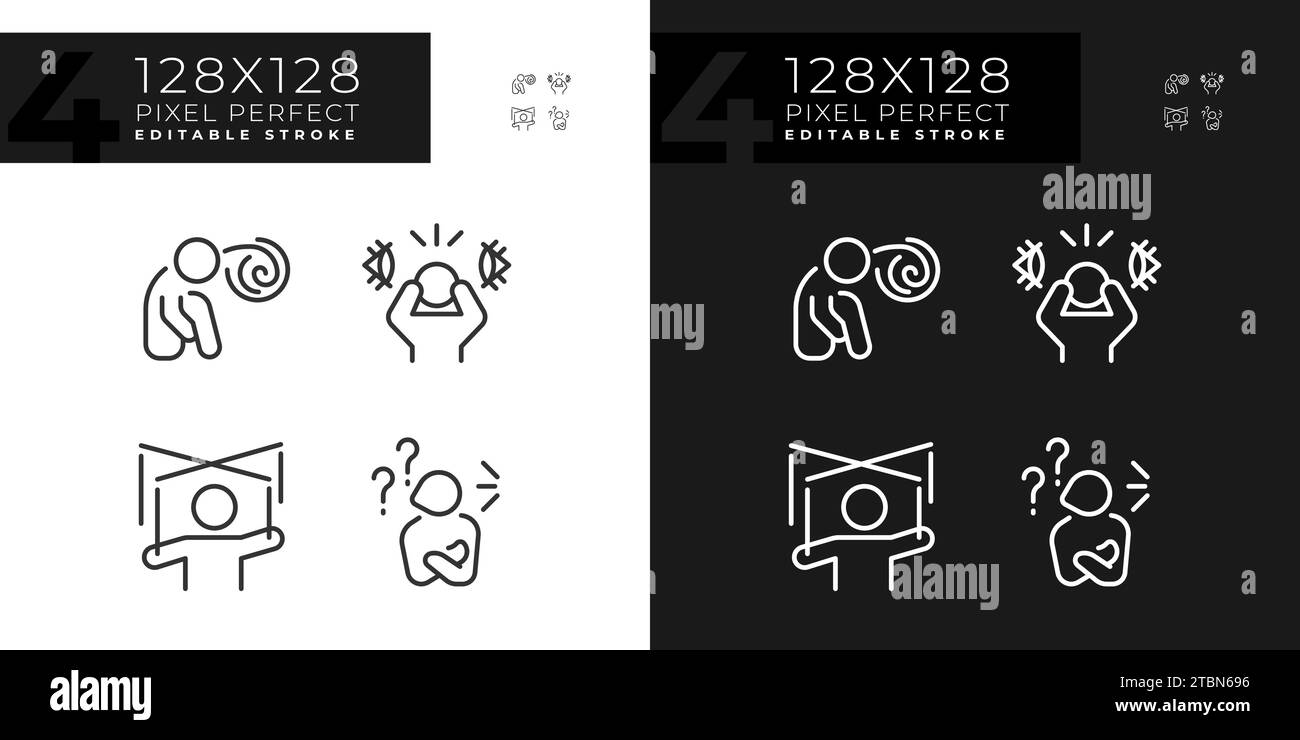 Editable white and black simple psychology icons collection Stock ...